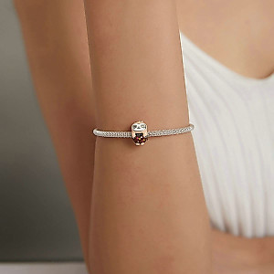 Junyi Jewelry 925 Sterling Silver Donut Charm Pig Charm Owl Charm Mouse Charm Bear Charm Bee Charm Panda Charm Cat Charm for Pandora Charm Bracelet (Sloth)