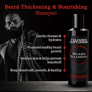 Polished Gentleman Beard Shampoo & Face Wash - 8oz, Refreshing with Peppermint, Tea Tree & Argan Oils for Thicker, Softer Beard