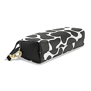 Sletend Milk Cow Print Large Capacity Pencil Case Portable Pencil Bag PU Leather Comestic Makeup Bag Organizer Make up Pouch with Handle for Boys Girls Adults Students