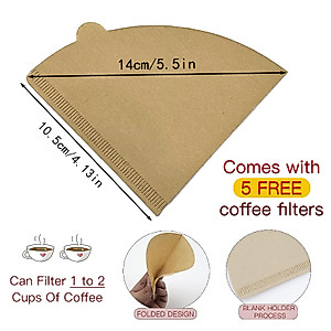 Joyangy Collapsible Coffee Maker Filter, Reusable Coffee Dripper, Rubber Coffee Maker with 5Pcs Paper Filters, for Home, Camping, Travel, Office