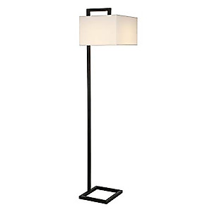 Grayson 68" Tall Floor Lamp with Fabric Shade in Blackened Bronze/White