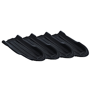 Superio 46" Toboggan Snow Sleds for Kids and Adults, 4 Pack Heavy Duty Plastic Open Back Sliders with Handles and Hole for Pull Ropes- (Ropes Excluded) (Black)