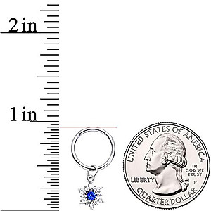 Body Candy 16G Steel Hinged Segment Ring Seamless Cartilage Blue Accent Snowflake Helix Tragus Earring 3/8"