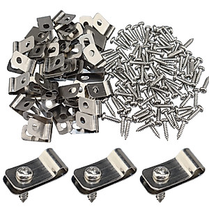 Wire Fence Clips 100 Pcs Fence Wire Clamps Stainless Steel Fencing Mounting Clips with 100 Pcs Stainless Steel Screws for 12-16 Gauge Welded Wire to Wood, Metal or Vinyl Fence (100 PCS)