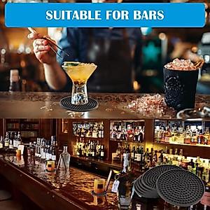 Coasters for Drinks, Silicone Coasters 6 Set Non-Slip Cup Coasters, Heat Resistant Cup Mate Fits Any Size of Drinking Glasses, Soft Coaster for Tabletope Protection, Furniture from Damage (Black)