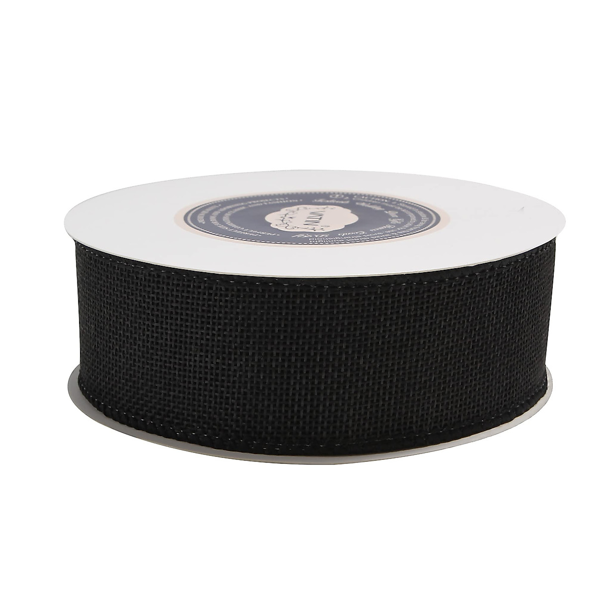 VATIN Black Burlap Wired Ribbon 1-1/2 inch X 10 Yards Fabric Craft Ribbon for Party Decorations,Big Bow,DIY Wreath Craft, Outdoor Decoration