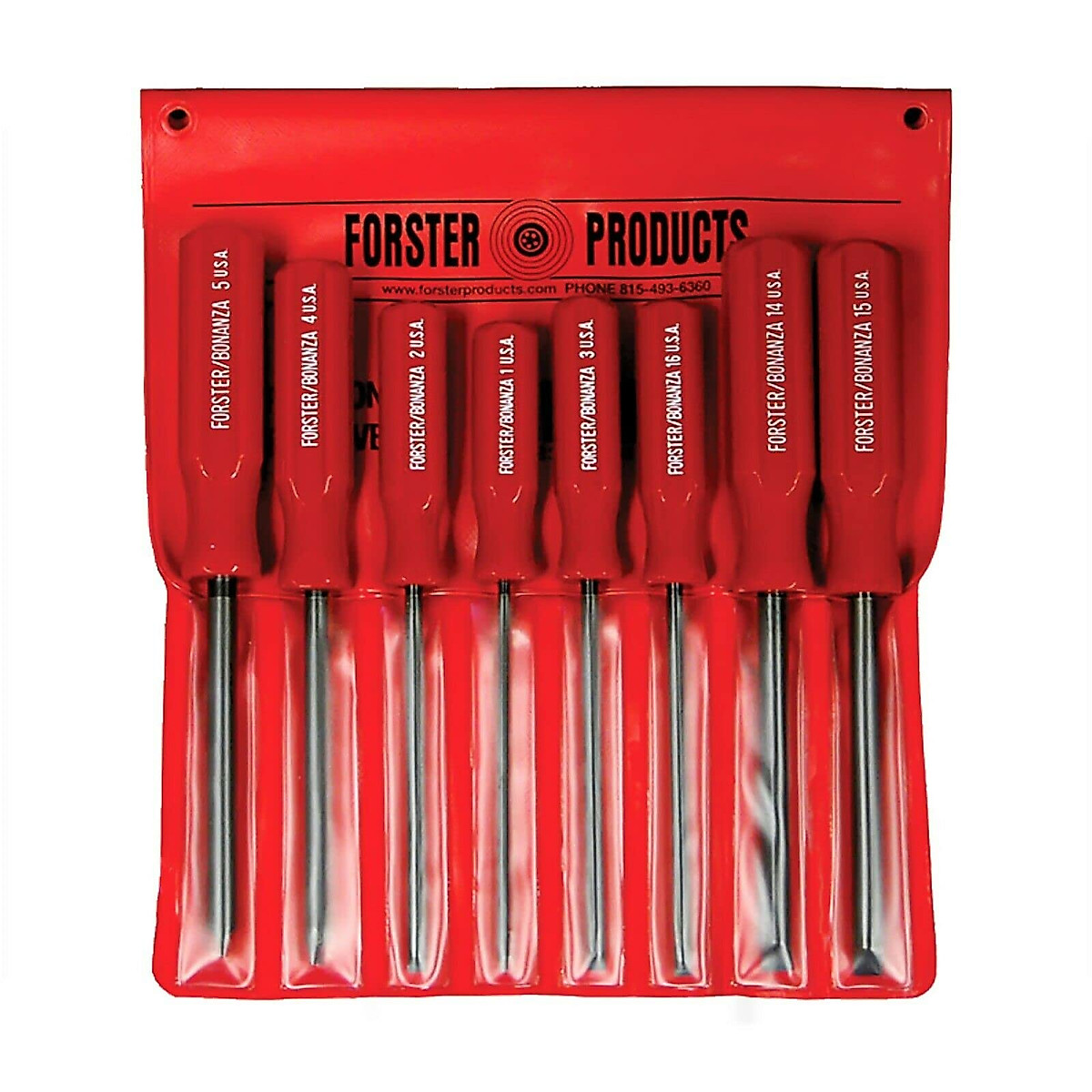 Forster Products 8-Piece Gunsmith Screwdriver Set, Hollow Ground Tips with Square Faces, Single Piece Construction, with a Durable Storage Pouch