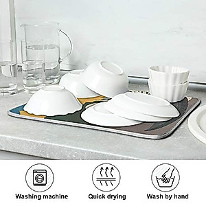 Animal Parrot Dird Camo Dish Drying Mat 16"x18" Absorbent Machine Washable Hanging Fast Dry Pad Dish Protective Mat for Kitchen Countertop Heat Resistant Dinner Table Mat