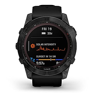 PlayBetter Garmin Fenix 7X Sapphire Solar (Black DLC Titanium) Multisport GPS Smartwatch Gift Box Bundle - Training, Sleep/Health Tracking - includes Screen Protectors, Adapter, Charger & Case