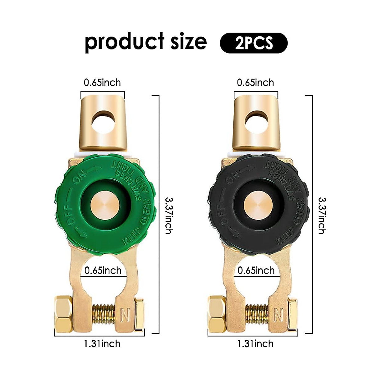 2PCS Quick Battery Disconnect Switch,125/300A Battery Disconnect Switch 12 V Disconnects Battery Power to Avoid Electrical Accidents,Battery Switch for 15-17 mm Negative Battery