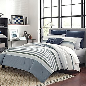Nautica - Twin Comforter Set, Cotton Reversible Bedding with Matching Sham, Home Decor for All Seasons, Dorm Room Essentials (Lansier Grey, Twin/Twin XL)