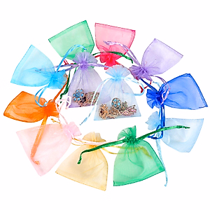 Boshen 100/200PCS Organza Gift Candy Sheer Bags Mesh Jewelry Pouches Drawstring Bulk for Wedding Party Favors Christmas (3" X 4"(100PCS), Purple)