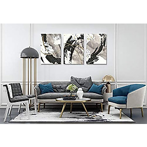 Black and White Canvas Art Wall Decor for Living Room Framed Abstract 3 Piece Gold Gray Print Painting Modern Artwork 16x24in x3