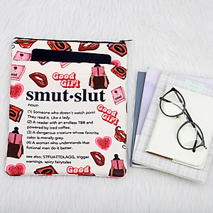 ENSIANTH Smut Slut Romance Book Lover Gift Spicy Romance Book Sleeve Smut Slut Bookish Gift Adult Literature Gift (Smut Slut BS)