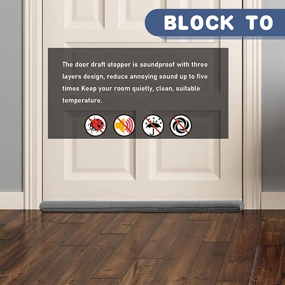 Under Door Draft Stopper,37 Inch Twin Door Draft Stopper Cuttable and Washable,Door Draft Blocker Energy Saving Door Weather Stripping Reduce Noise Window Breeze Blocker Adjustable Door Sweeps, White