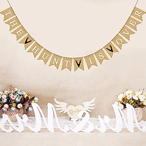 The Hunt is Over Banner Burlap Bunting Banner Garland Flags for Hunting Festival Party Decorations