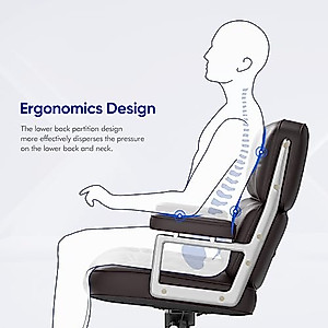 Rimdoc Padded Mid Back Office Chair with Armrest Big Desk Chair 350 Pounds Capacity, High Adjustable, Tilt and Forth, Heavy Duty Aluminum Alloy Frame, Lumbar Support, Genuine Leather, Brown