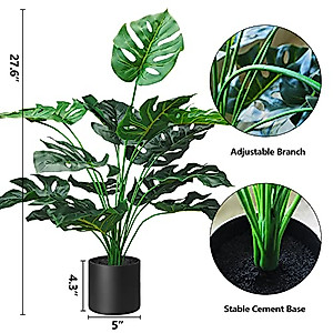 Kayfia Artificial Plants for Home Decor Indoor Faux Plant 28" Tall Monstera Deliciosa Plant with 18 Leaves & Pot Large Fake Plant for Office Modern Decoration Housewarming Gift