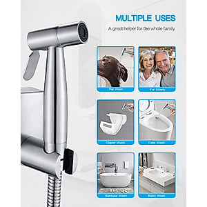 Handheld Bidet Sprayer for Toilet-Toilet Bidet Sprayer with Adjustable Water Pressure Control for Feminine Wash, Stainless Steel Brushed Nickel Cloth Diaper Bidet Toilet Bidet for Baby Wash