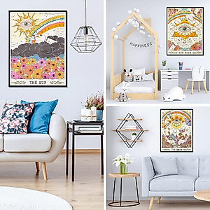 GemZono 3 Pieces Tarot Sun Moon & Stars Adult Diamond Painting Kit, 5D Diamond Art Round Full Diamond Painting Kit, Polka Dot Diamond Digital Painting Kit for Beginners (11.8x15.7in)