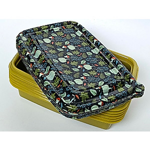 Fall Harvest Plastic Food Storage Containers, Set of 6 BPA Free Containers with Lids, 9 inches by 6 inches by 2 inches