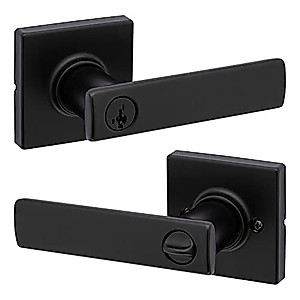 Kwikset Breton Keyed Entry Door Lever featuring SmartKey Security and Microban in Matte Black