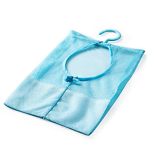 YARNOW Multipurpose Clothespin Bag with Hanger - Mesh Laundry Net | Foldable Hanging Storage Basket, Laundry Clothespin Hook Towel Net (Blue)