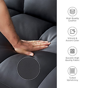 mopio Aaron 76.8" Couch, Small Futon Sofa Bed, Sleeper, Loveseat, Mid Century Modern Futon Couch, Sofa Cama, Couches for Living Room, Bedroom (Midnight Black, Faux Leather)