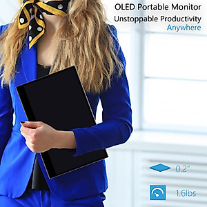 INNOCN 15.6" OLED Portable Monitor Full HD 1080P 100% DCI-P3 1MS 100000:1 USB Computer Monitor Mini HDMI Travel Monitor Photo Video Editing Second Ultra Slim Monitor for Laptop MacBook PC Switch PS