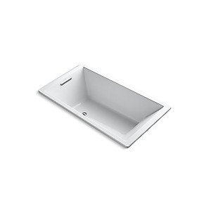 KOHLER K-1136-0 Underscore Rectangle 66-Inch x 36-Inch drop-in bath with end drain, White