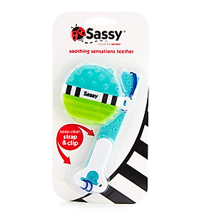 Sassy Teether with Soft Flexible Strap & Keeper Clip, Soothing Sensations