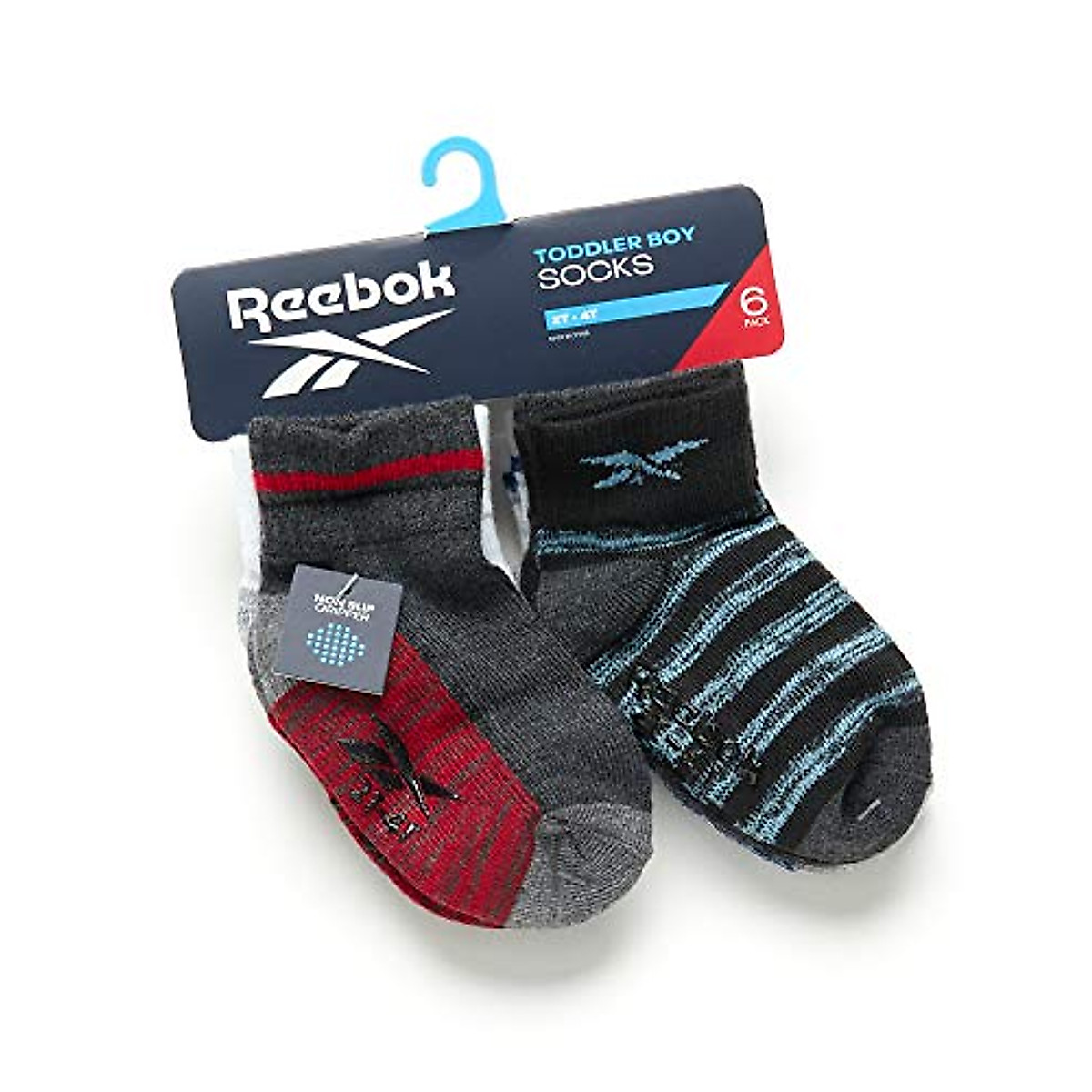 Reebok Girl's 6 Pack, 12 Pack Comfort Cushion Quarter Cut Socks (Infant/Toddler), Size 2-4T, Black/White (6 Pack)
