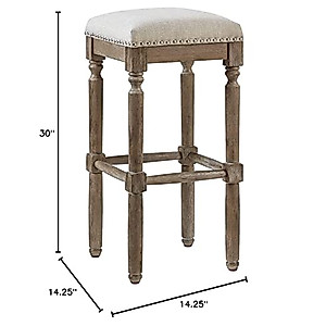 Ball & Cast Pub Height Bar Stools Upholstered Pub Stool Weathered Oak finish 30"H, Taupe Fabric 2-Pack