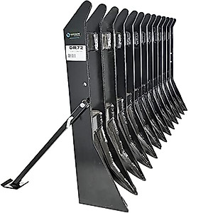 Titan Attachments Skid Steer Root Rake Attachment 72in Wide, Universal Quick Tach Hookup, Root Clearing Brush Rake, Land Clearing Site Prep Implement, Roll Debris, Silage, Brush to Burn Pile