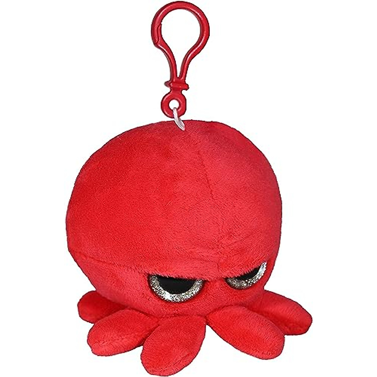 Grumpy Baby Octopus Stuffed Animal Keychain - Mini Plush Keychain Pendant with Clip - Super Cute Soft Stuffed Animal Plushie Toy for Backpack, Handbag, Purse, Car Accessories (Red, 3”)