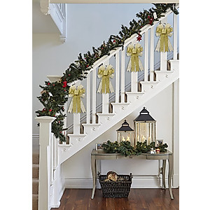 Large Christmas Wreath Bows, Christmas Blue Glitter Ribbon Bows for Wreaths - Large Tree Topper Bows for Christmas Home Garden Indoor Outdoor Decoration Wreath Ornament Supplies, 13.7 x 29.5 Inch