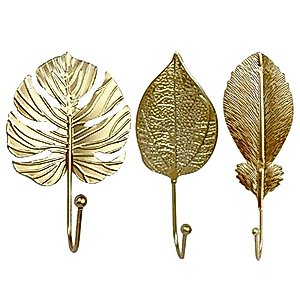 ＫＬＫＣＭＳ 3 Pieces Cast Leaf Hook Decorative Vintage Style Heavy Duty Hooks