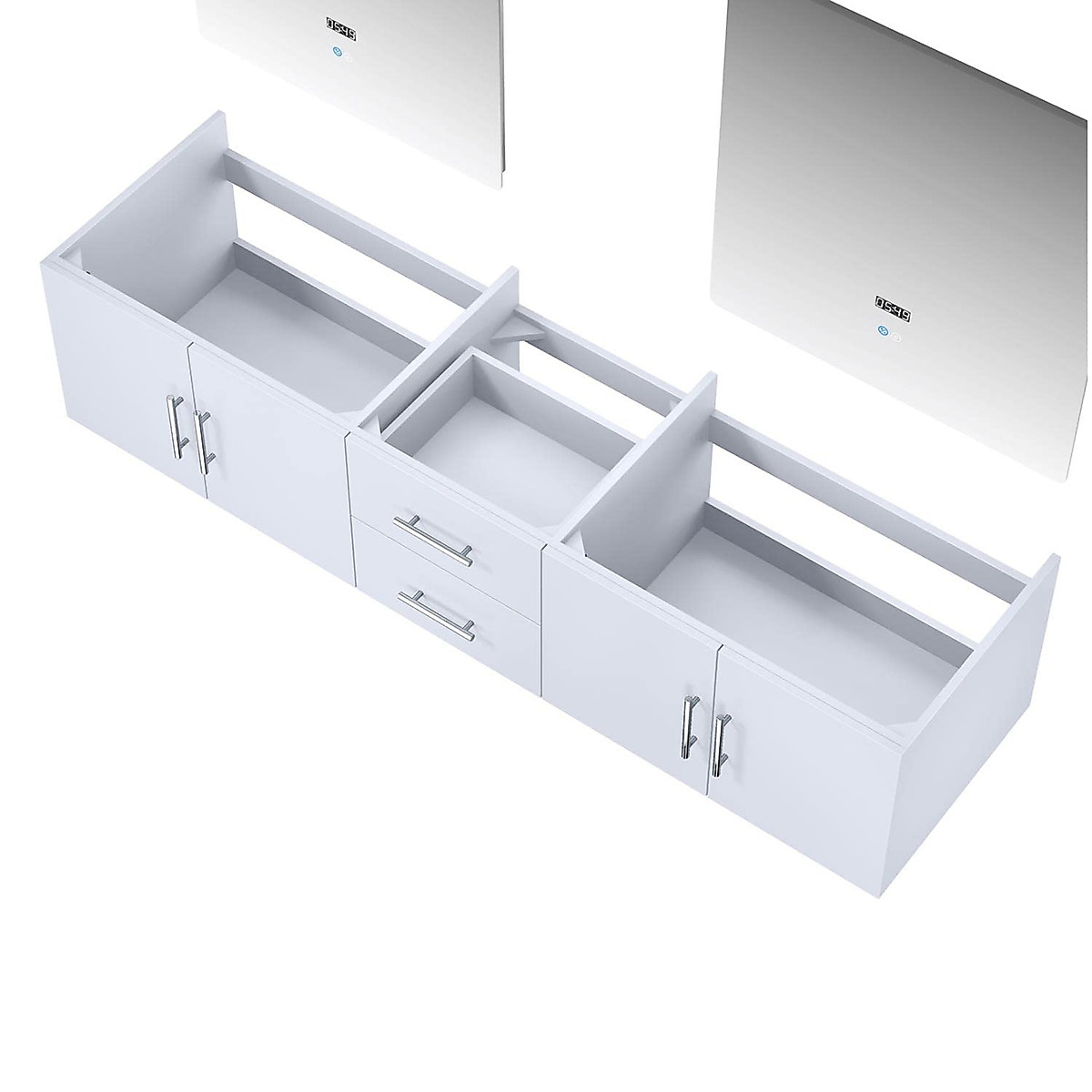 Lexora Geneva 80 in. W x 22 in. D Glossy White Double Bath Vanity and 30 in. LED Mirrors