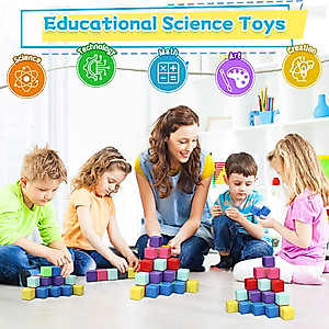 Dilabnba Large Magnetic Block for Kids Toddler, 1.26 Inch Jumbo Magnet Cube Science Kit Building Set, Preschool STEM Educational Learning Creativity Magnet Toys（18PCS）