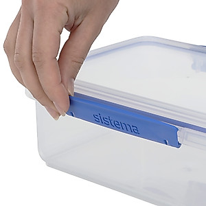 Sistema KLIP IT Rectangular Collection Food Storage Container, 33.8 oz./1.0 L, Clear/Blue, 3 Count