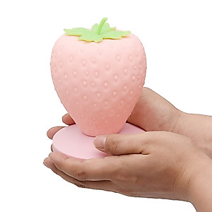LVOERTUIG Strawberry Night Light, Cute Silicone Strawberry Lamp, LED Cute Night Light, Bedside Color Changing Lamp, 3 Modes Touch for Birthday, Christmas