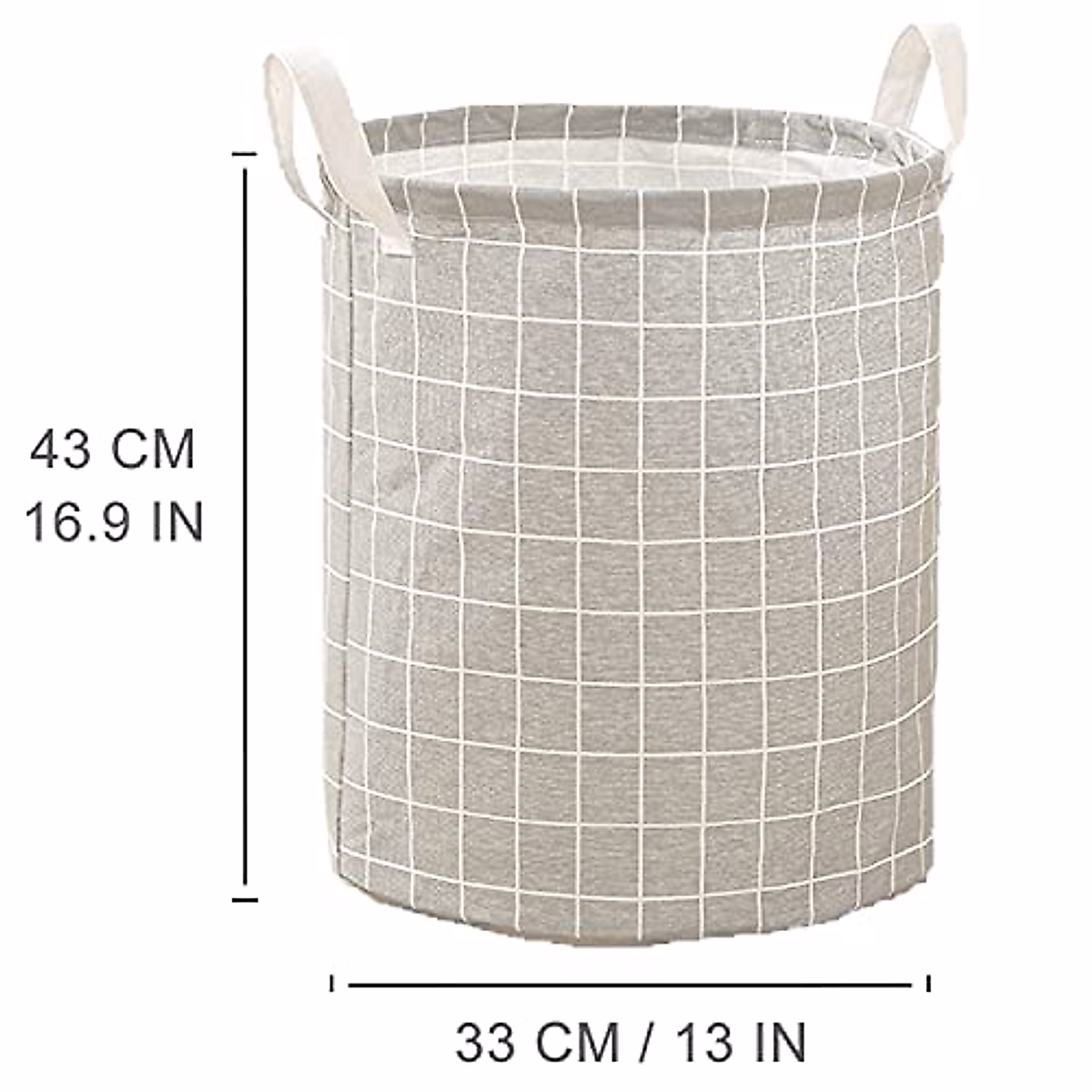 COTTNY Laundry Basket Cotton Collapsible Organizer Basket, 3pcs Waterproof Round Storage Bin with Handles, 12.9"x12.9"x16.9" Storage Baskets for Home, Office, Toy Household Organizer, Grey+White+Pink