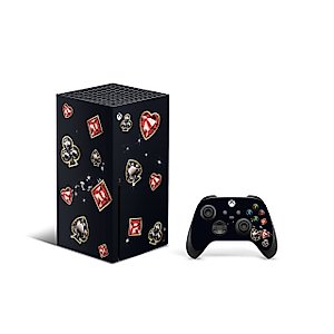 ZOOMHITSKINS Compatible with X1 Series X, Black Red Neon Spades Poker Silver Gold Light, Durable, Bubble-free, Made in USA