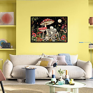 VeGuude Diamond Painting Kits for Adults, Mushroom 5D Diamond Art Kits, Full Drill DIY Crafts for Adults Home Wall Decor Diamond Dots Skeleton Moon [11.8x15.7inch]