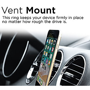 Aduro Phone Ring Holder [3-in-1] - Phone Ring, Phone Stand, Phone Car Vent Mount, Finger Grip Phone Holder for All iPhone, Samsung Galaxy (Black)