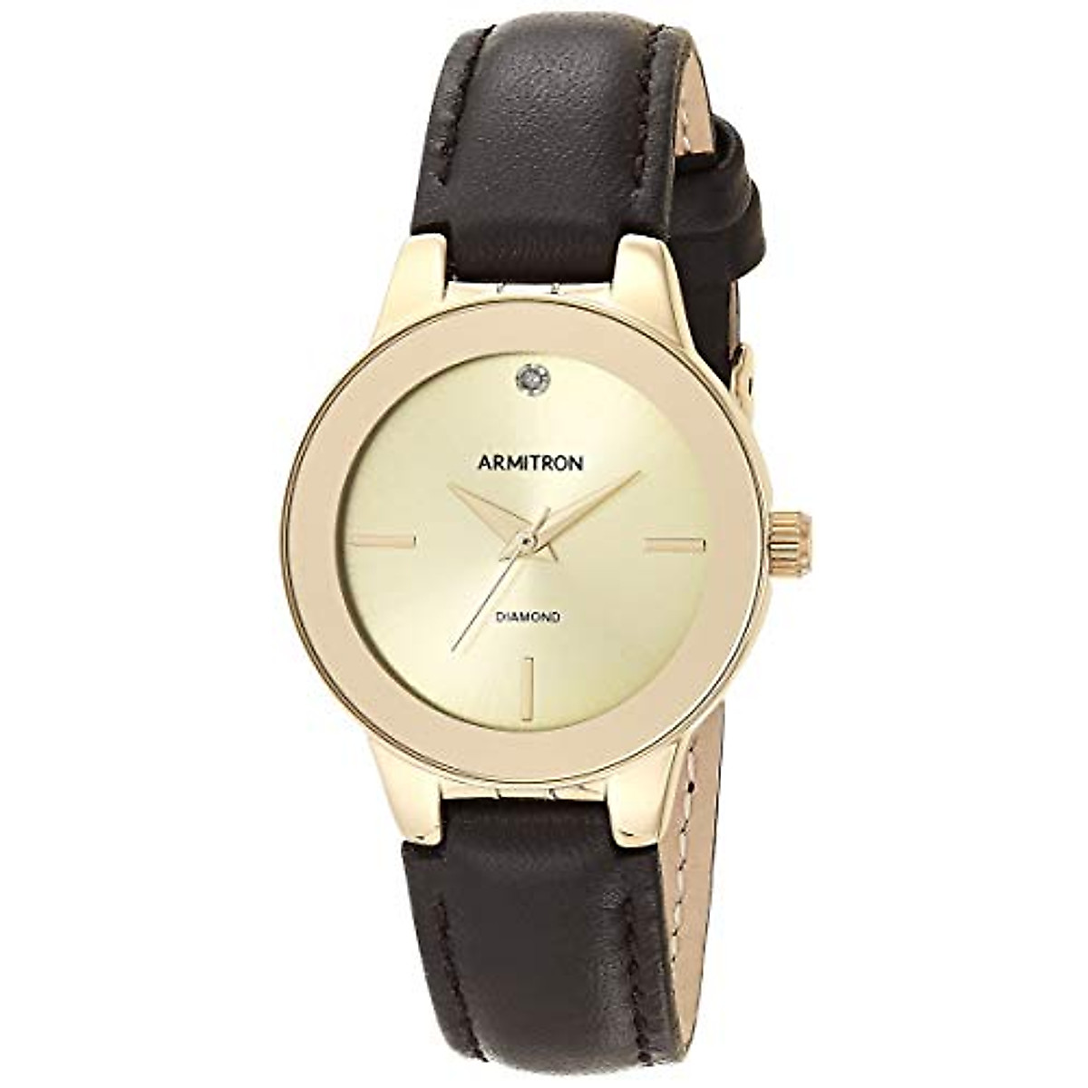 Armitron Women's Japanese Quartz Dress Watch with Leather Calfskin Strap, Brown, 14 (Model: 75/5410CHGPDB)