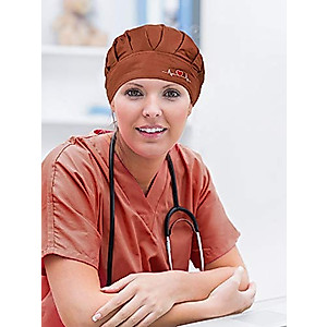 6 Pieces Bouffant Cap with Buttons Adjustable Elastic Head Wrap Covers with Sweatband for Women Men, One Size (Fresh Colors)