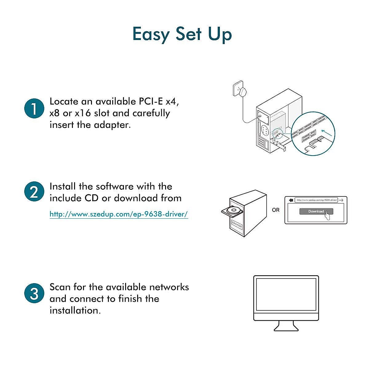 EDUP 10Gb Gigabit Ethernet PCI-E Network Controller Card with Heat Sink 1G/2.5G/5G/10Gbps RJ45 LAN Adapter PCI Express Converter Network Card for Desktop PC with Windows 10/8.1/8 /7
