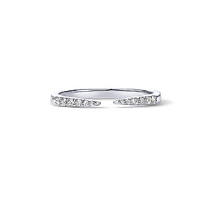 PAVOI 18K White Gold Plated Open Eternity Ring | Cubic Zirconia Stacking Bands for Women | Dainty Stackable Rings for Women | Size 9