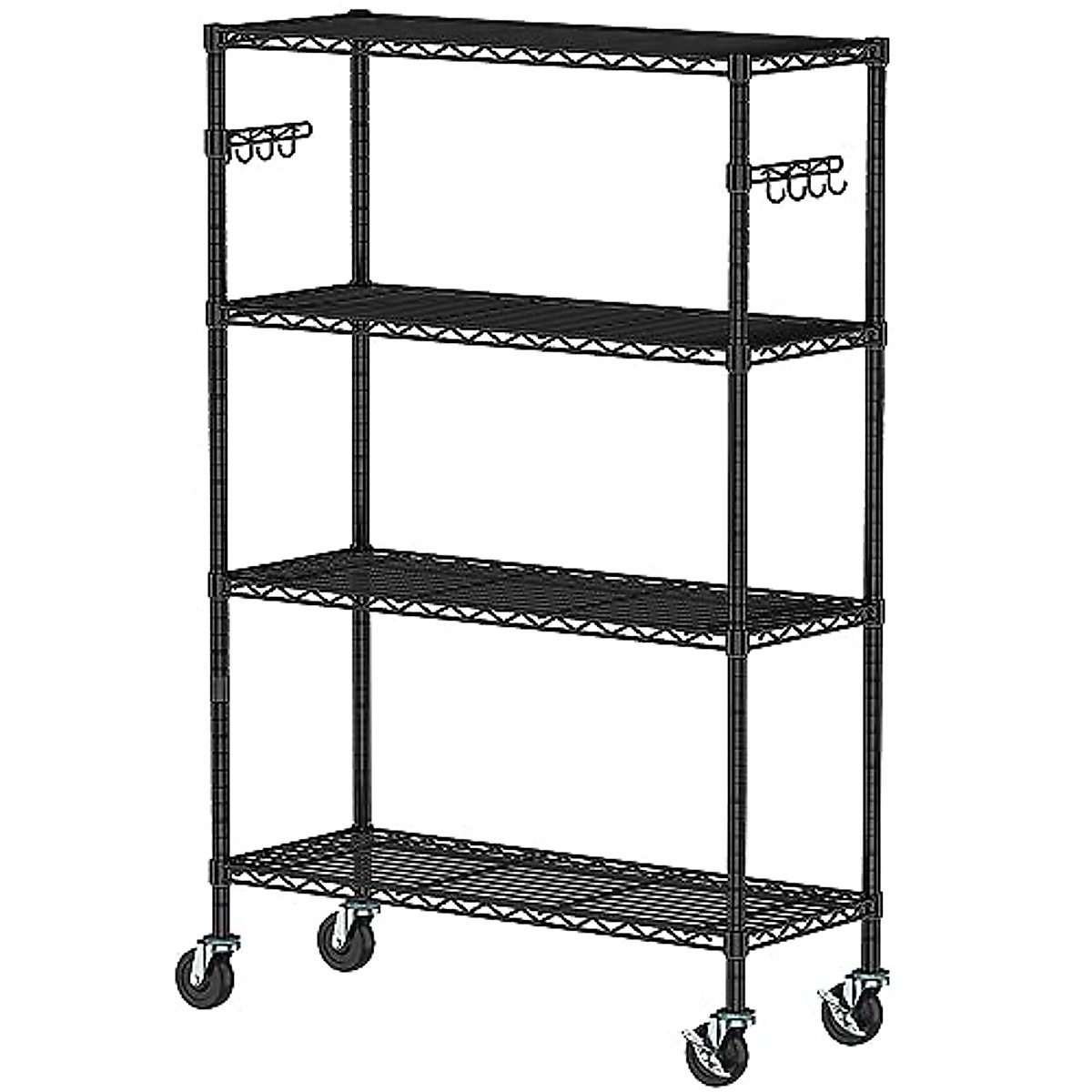 4 Tier Wire Shelving Unit with Wheels, Storage Rack Shelves Heavy Duty Metal Shelves, Commercial Steel Wire Shelving Storage Shelf Organizer for Kitchen Garage Warehouse Office (36W x 14D x 57H)